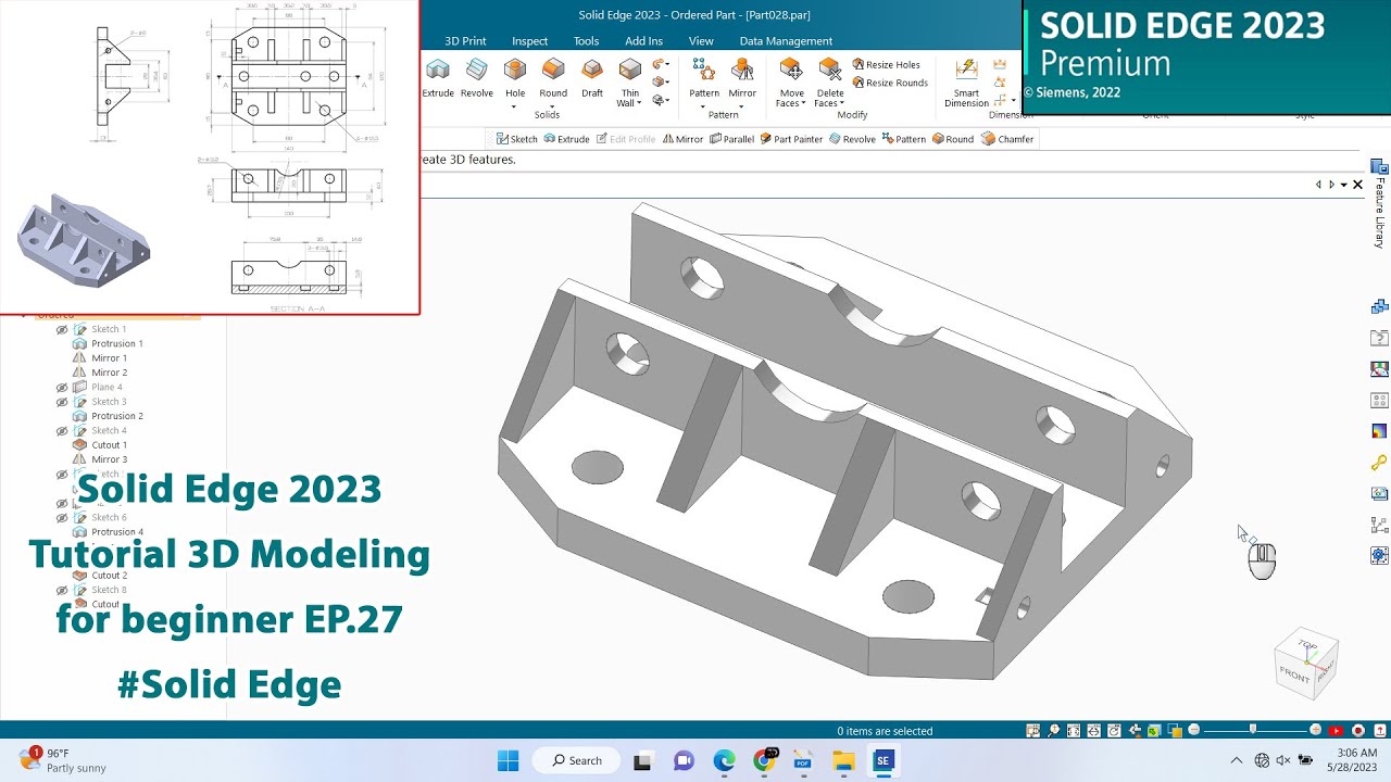 Solid Edge 2023 Tutorial - 3D Modeling for beginner EP.27 #solidedge - YouTube
