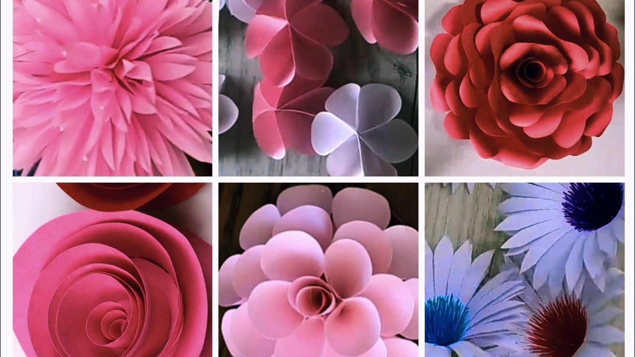 6 easy paper flower | paper flowers making | Art icon - YouTube