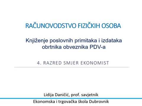Ekonomist_Računovodstvo_Knjiženje primitaka i izdataka u Knjizi primitaka i izdataka_4. razred ...