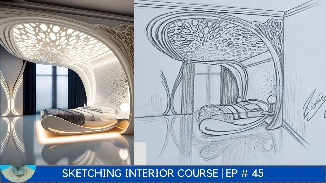 EP # 45 | Drawing a Marvelous Bed Interior Design | Advance Interior ...
