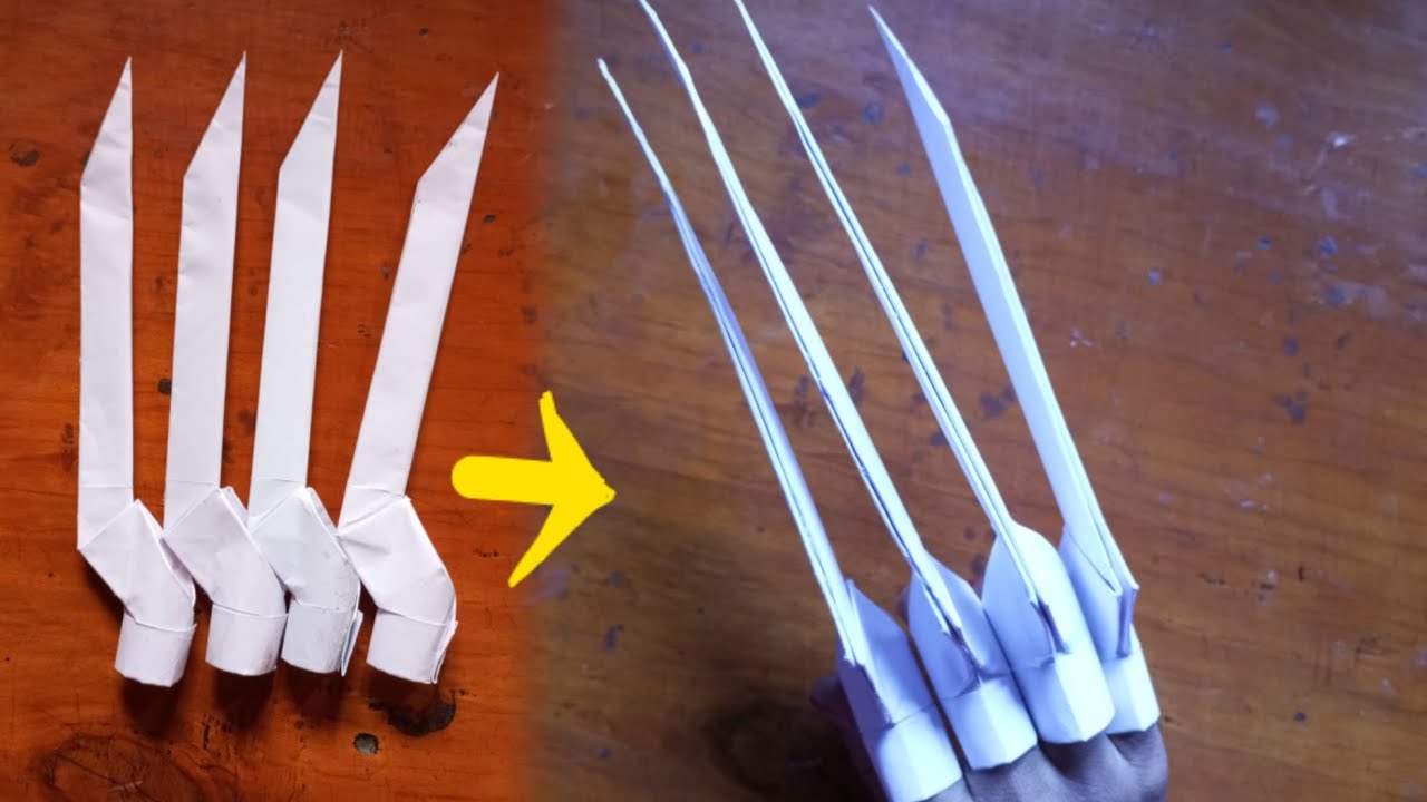 Easy Paper XMEN Wolverine finger claws tutorial / How to make paper ...