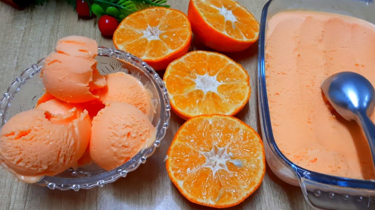 Fresh Mandarin Ice cream Recipe with Basic Ingredients l Most UNIQUE ...