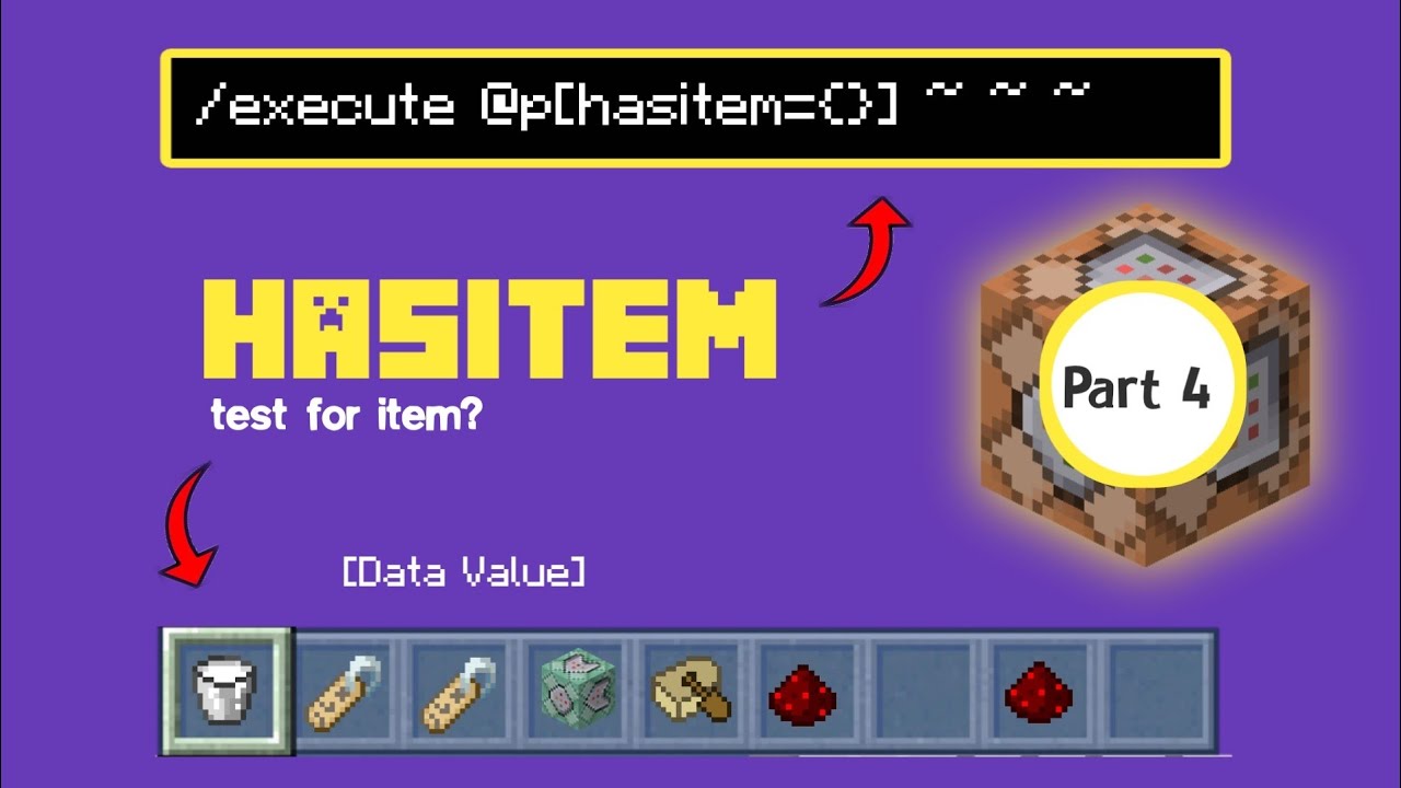 FUNGSI COMMAND ARGUMEN BARU : "HASITEM" PART 4 (Data Value) | MINECRAFT BEDROCK 1.18.32 - YouTube