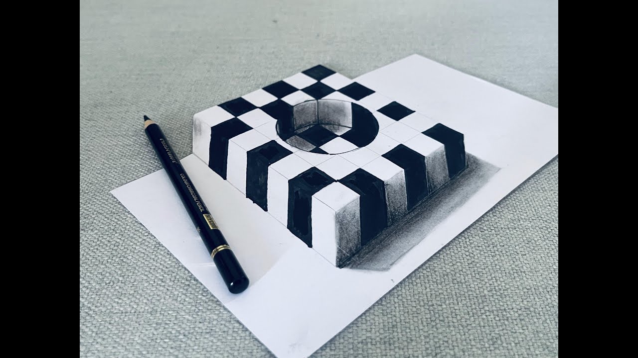 easy draw 3d Trick Art on paper for beginners, how to draw 3D Trick Art ...