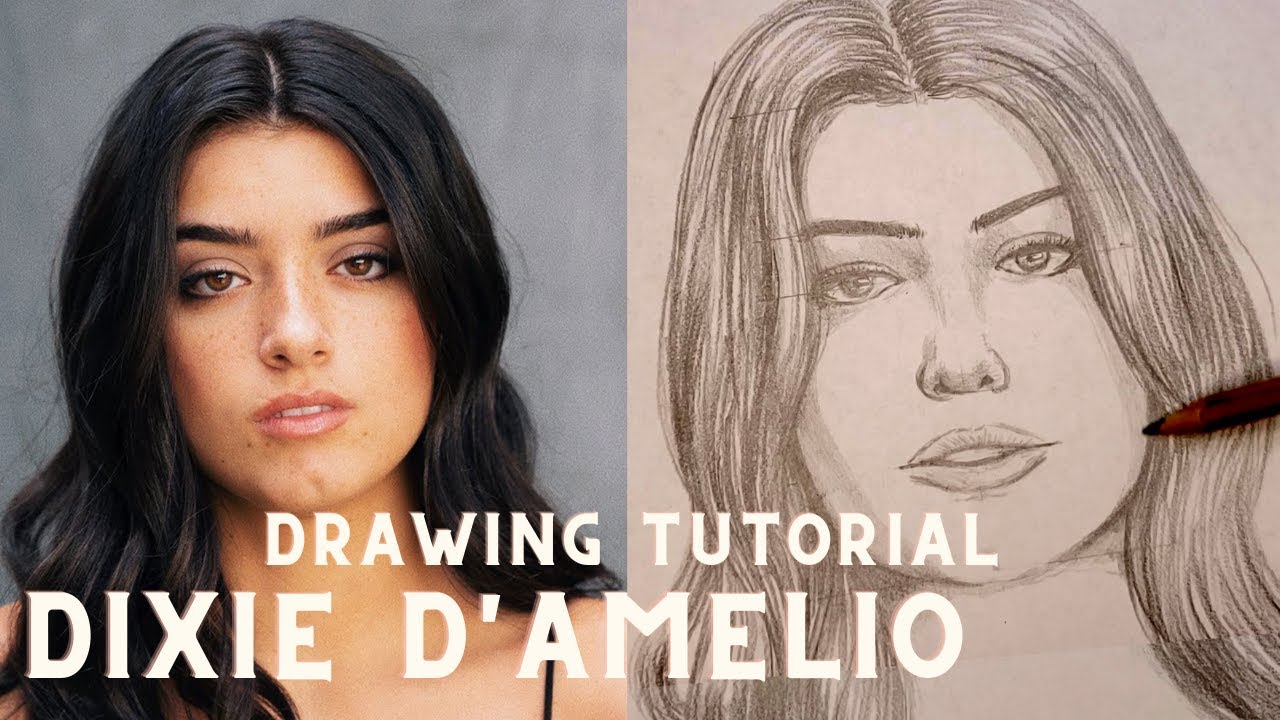 How to draw Dixie D'Amelio with Pencil | Easy Drawing for Beginners ...