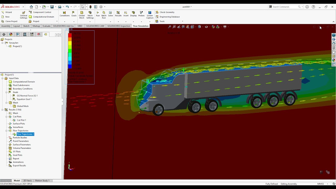 Fluid analysis of third design of tractor trailer - YouTube