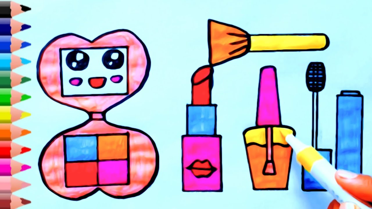 Let's draw cute Makeup/ Cute Makeup drawing/Makeup cartoon/Easy for ...