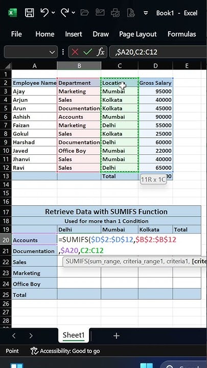 SUMIFS Function in Excel #shorts #shortsfeed #excel #sumifs #youtubeshorts #trendingshorts - YouTube