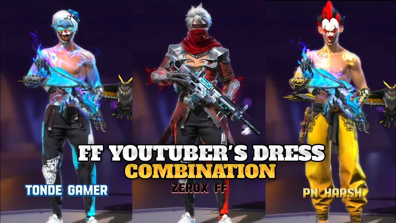 TOP 26 FF YOUTUBER'S DRESS COMBINATION || ALL BIG FF YOUTUBER'S ☠️ ...