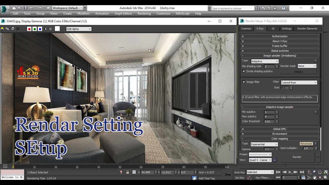 3ds Max interior Rendar Setup vray light rendar setting - YouTube
