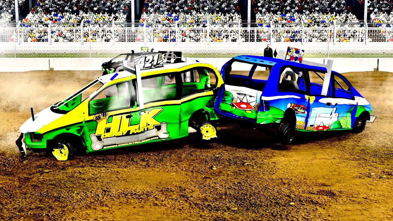 BeamNG Demolition Derby (Stock Mini-Vans) - YouTube