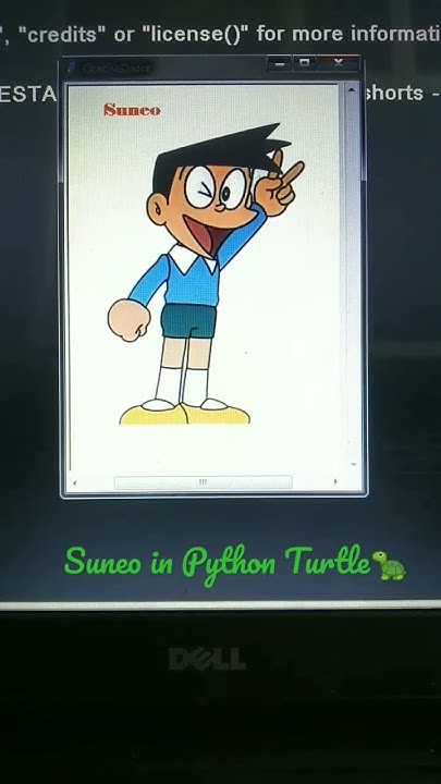 Suneo In Python Turtle🐢 Amazing Drawing In Python Turtle🐢4k Images Shorts 4k Doremon