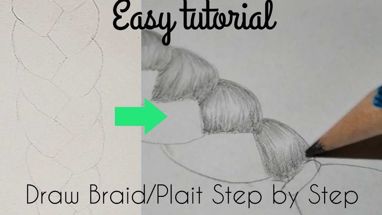How to Draw + Shade realistic Braid/Plait STEP BY STEP - YouTube