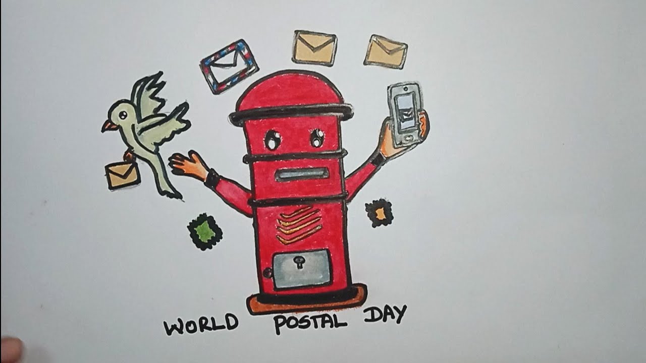 world postal day drawing|postal day poster drawing | - YouTube