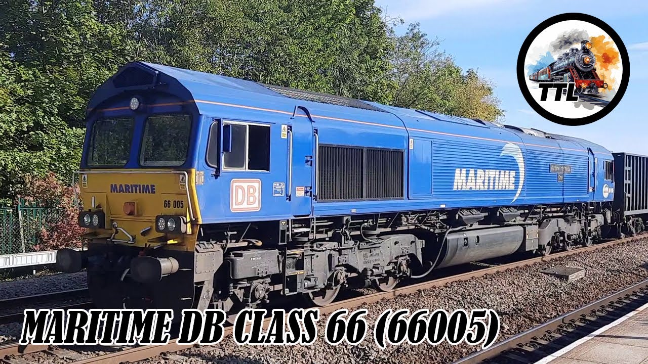 Maritime Freight Train DB Class 66 (66005) at Thornaby Station - YouTube