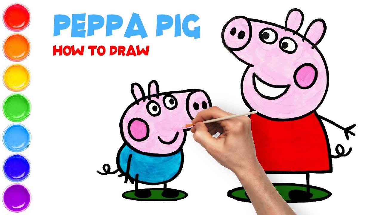How to draw Peppa Pig and George / Cómo dibujar Peppa Pig y George ...