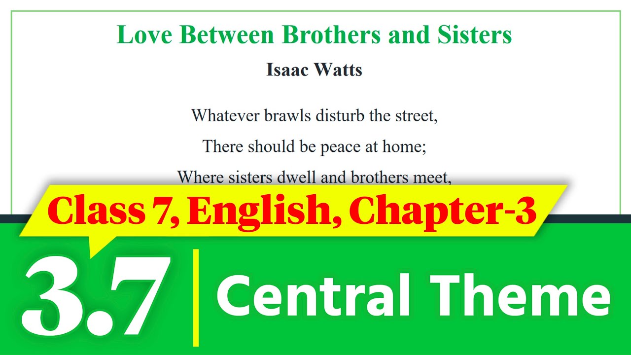 Love Between Brothers and Sisters Poem Central Theme | Class 7 English ...