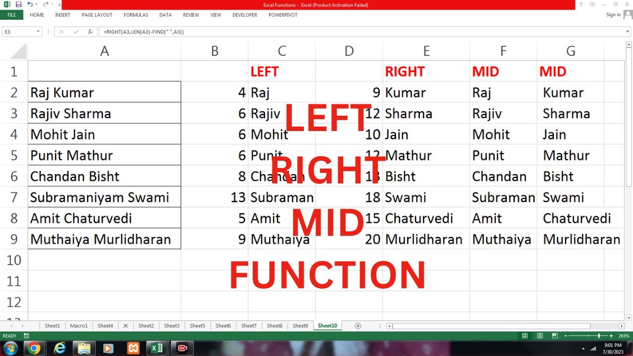 Left Right And Mid Function In Excel YouTube Left Right And Mid Function In Excel YouTube