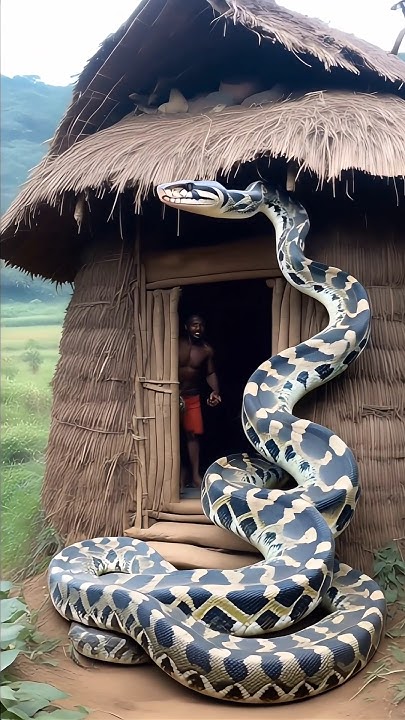 Tense to chase away giant python - YouTube