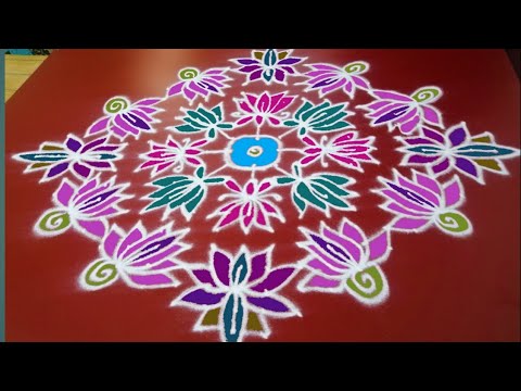 🌷 🌻 lotus flower big festival kolam 🌻 🌼 - YouTube
