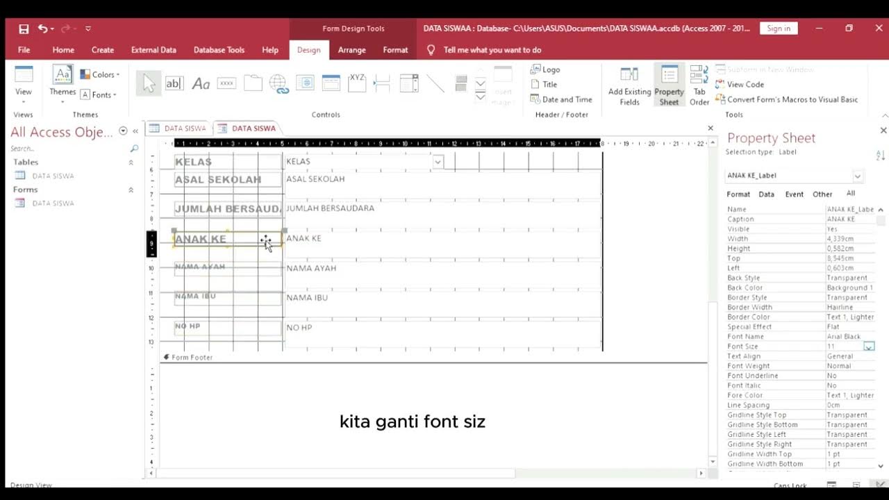 TUTORIAL MEMBUAT DATA SISWA MENGGUNAKAN MICROSFT ACCESS - YouTube