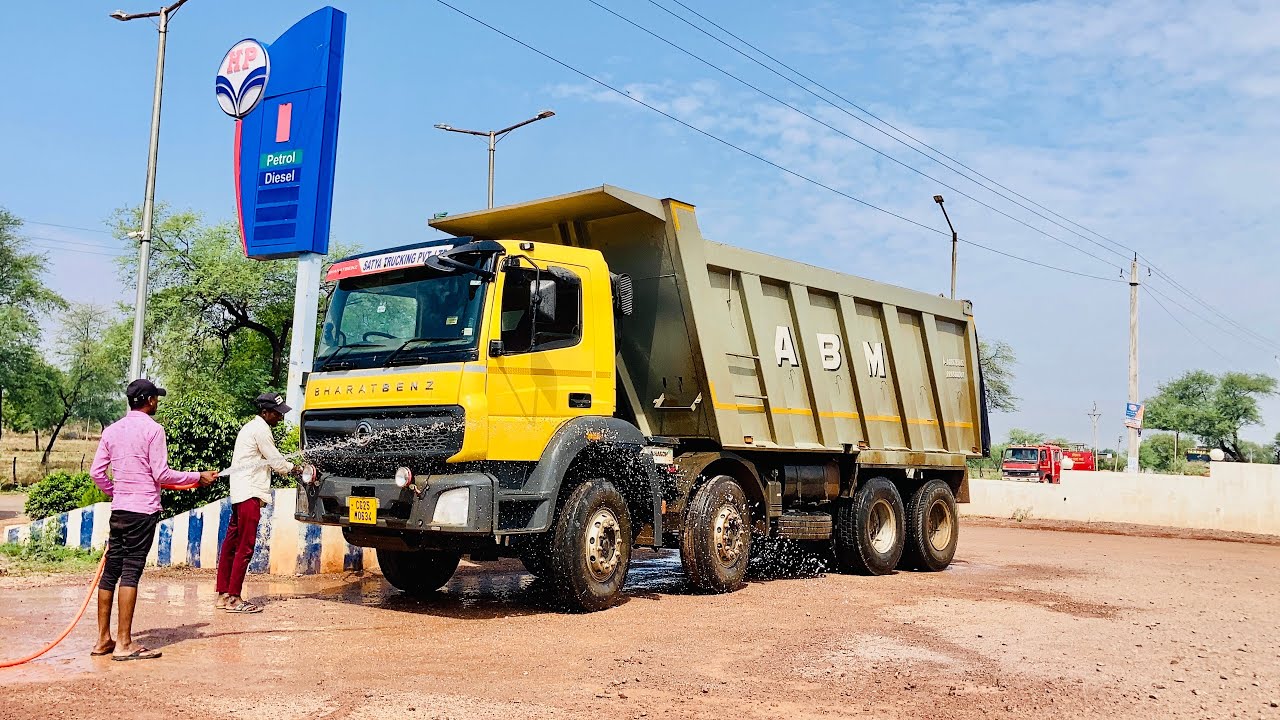 Hyundai 210 Exavator Loading Sand In BharatBenz Truck | Sand Loading In ...