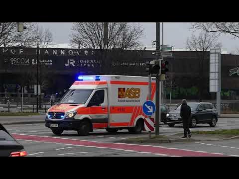 [DOPPEL PRESSLUFTHORN] RTW FRW1 BF Hannover + RTW ASB RW Hannover auf Einsatzfahrt - YouTube