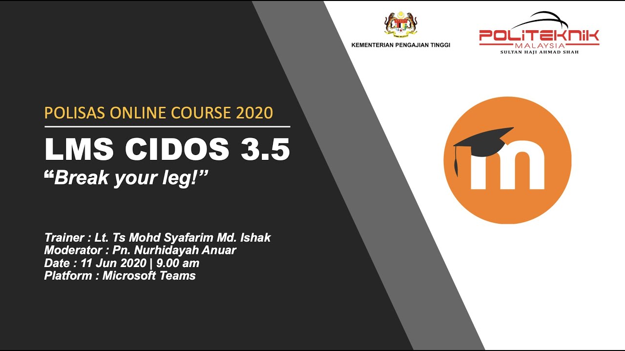 LMS CIDOS 3.5 “Break your leg!” POLISAS ONLINE COURSE 2020 - YouTube