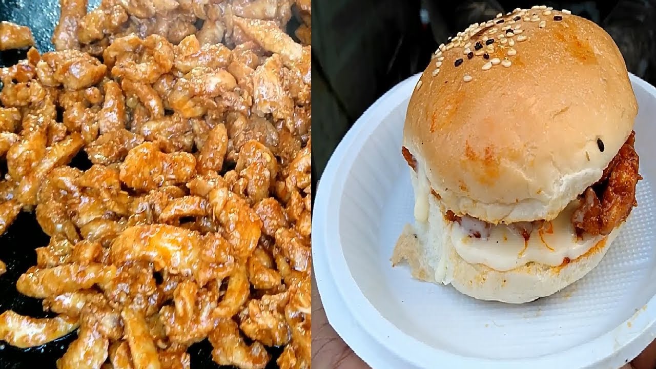 BURGER MAKING Amazing Cooking Skills Selling Famous Street Food Chicken ...