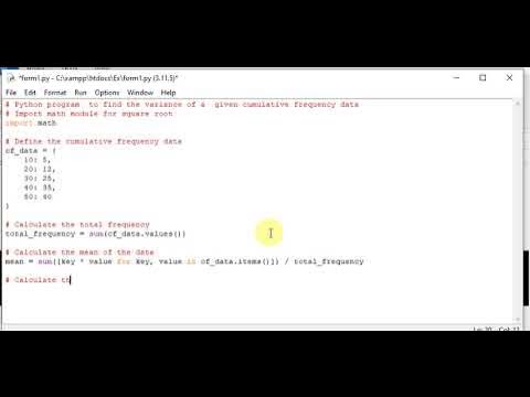 python program to find the variance of a given frequency data - YouTube