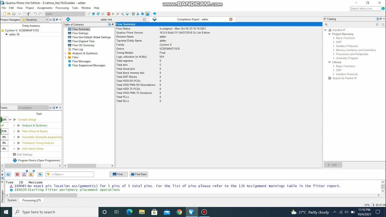 FULL ADDER VHDL CODING USING QUARTUS PRIME || QUARTUS PRIME || FULL ...