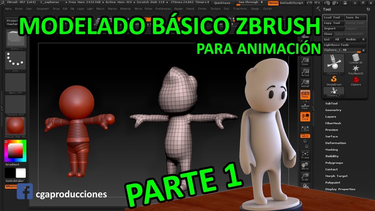 Modelado de personaje básico en Zbrush para animación(PARTE 1) / Zbrush / C.A / Clase ...