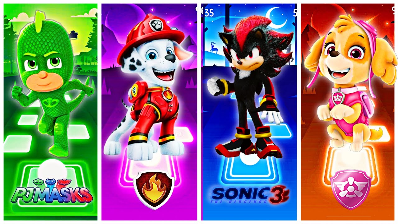 PJ Masks 🆚 Paw Patrol Marshall 🆚 Sonic Shadow 🆚 Paw Patrol Skye 🎶 Tiles ...