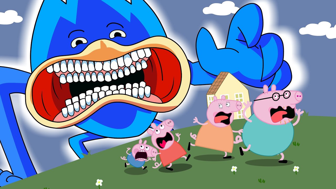 Giant sonic VS Peppa | Peppa Pigggg Funny Animation - YouTube