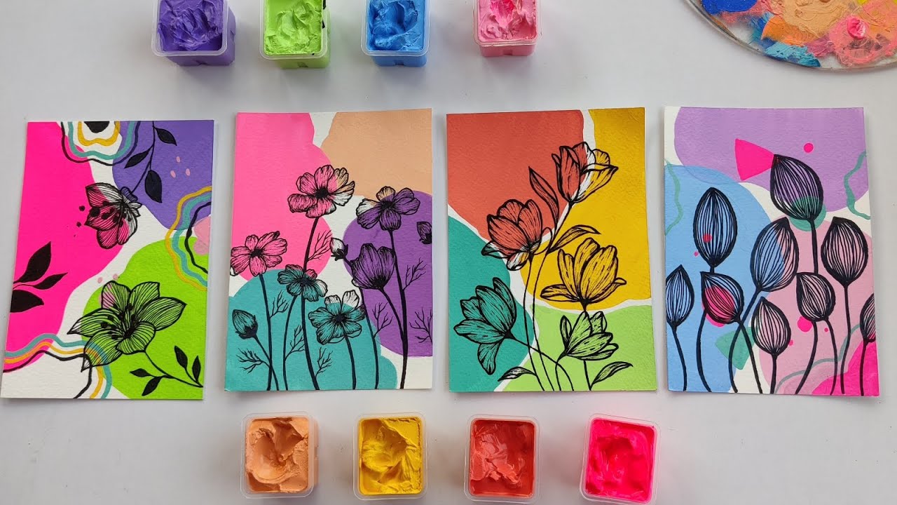 Easy gouache painting ideas to try/step by step/tutorial/bohoart ...