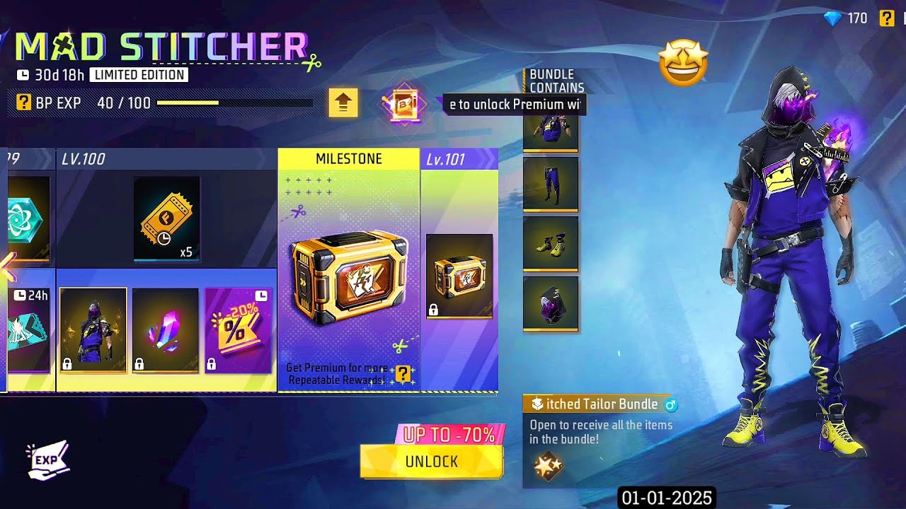 #freefire NEW MAD STITCHER BOOYAH PASS 🤩 & HAPPY NEW YEAR 🎊 ALL FRIENDS ...