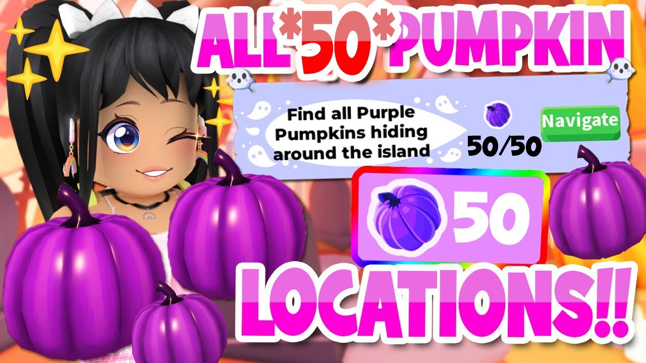 *DAY 23* ALL 50 *PURPLE PUMPKIN* LOCATION!! in Adopt Me! (roblox ...