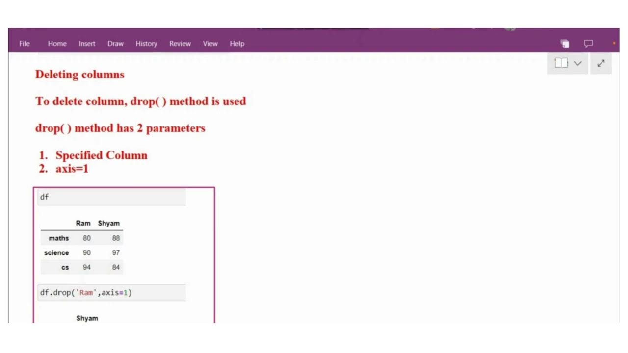 Deleting row and column in dataframe - YouTube