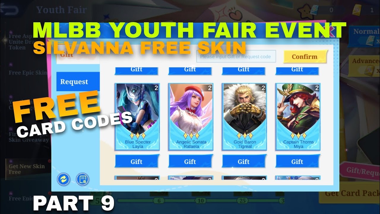 PART 9 | MLBB FREE CARD CODES YOUTH FAIR EVENT SILVANNA FREE SKIN ...