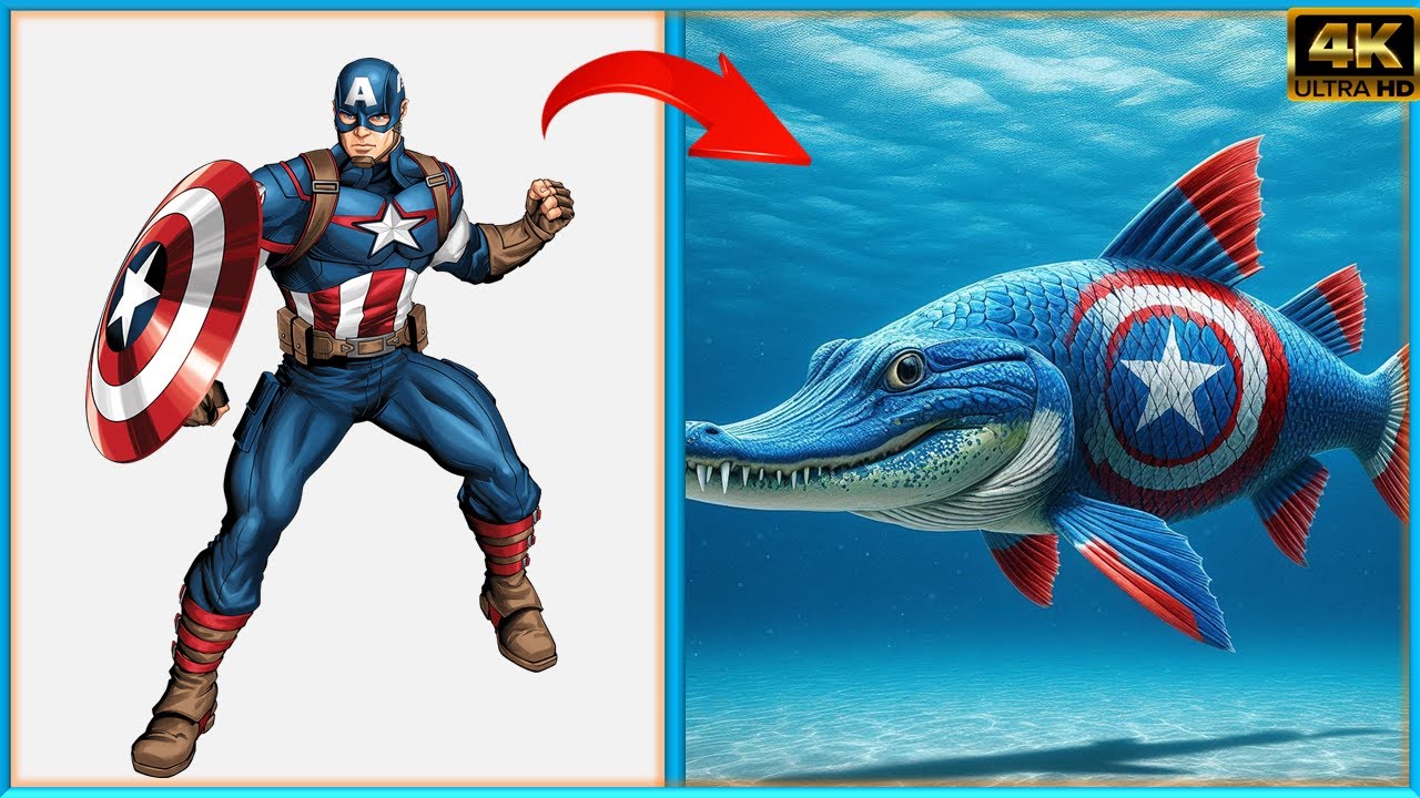 MARVEL & DC TRANSFORMATION to ALLIGATOR FISH 💥 All CharacteRS - YouTube