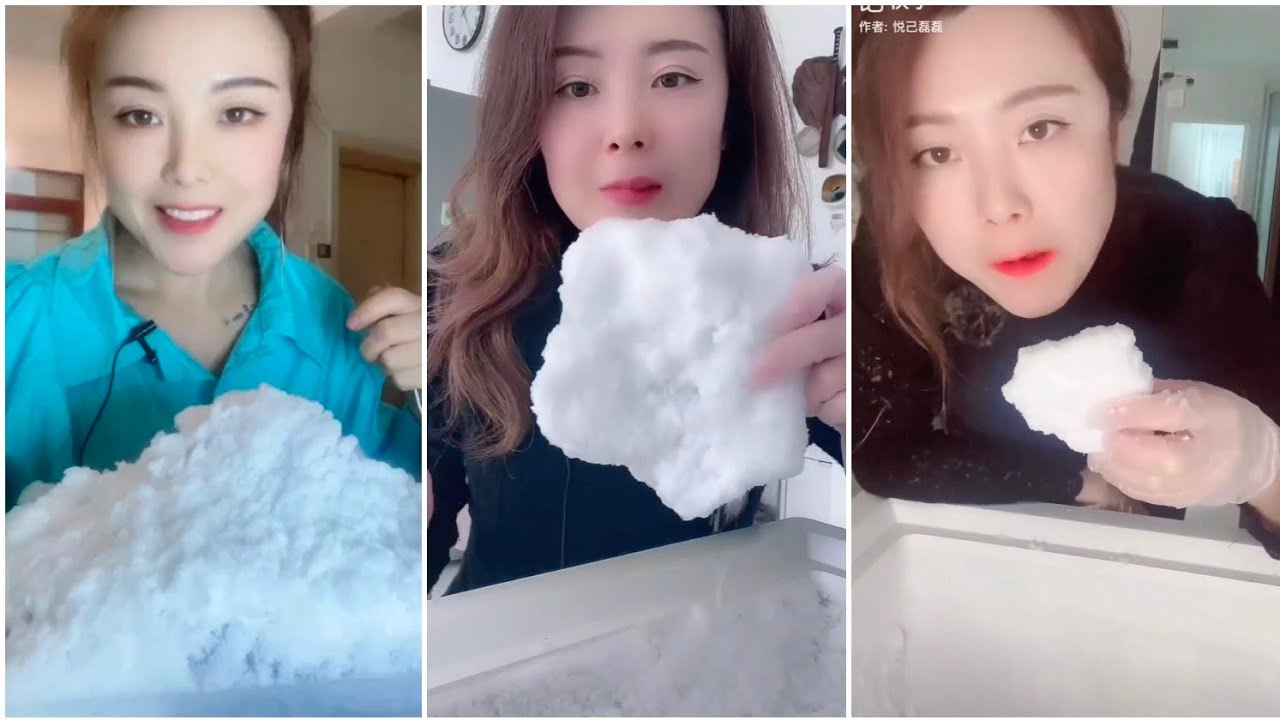 ICE EATING ASMR| CRUNCHY ASMR | Snow-white ASMR - YouTube