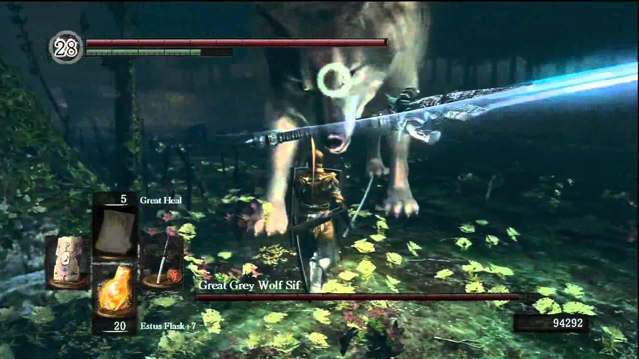 Dark Souls Boss Battle - Sif the Great Grey Wolf - YouTube