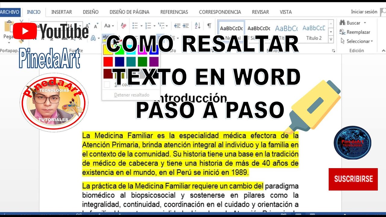 COMO RESALTAR TEXTO EN WORD PASO A PASO - YouTube
