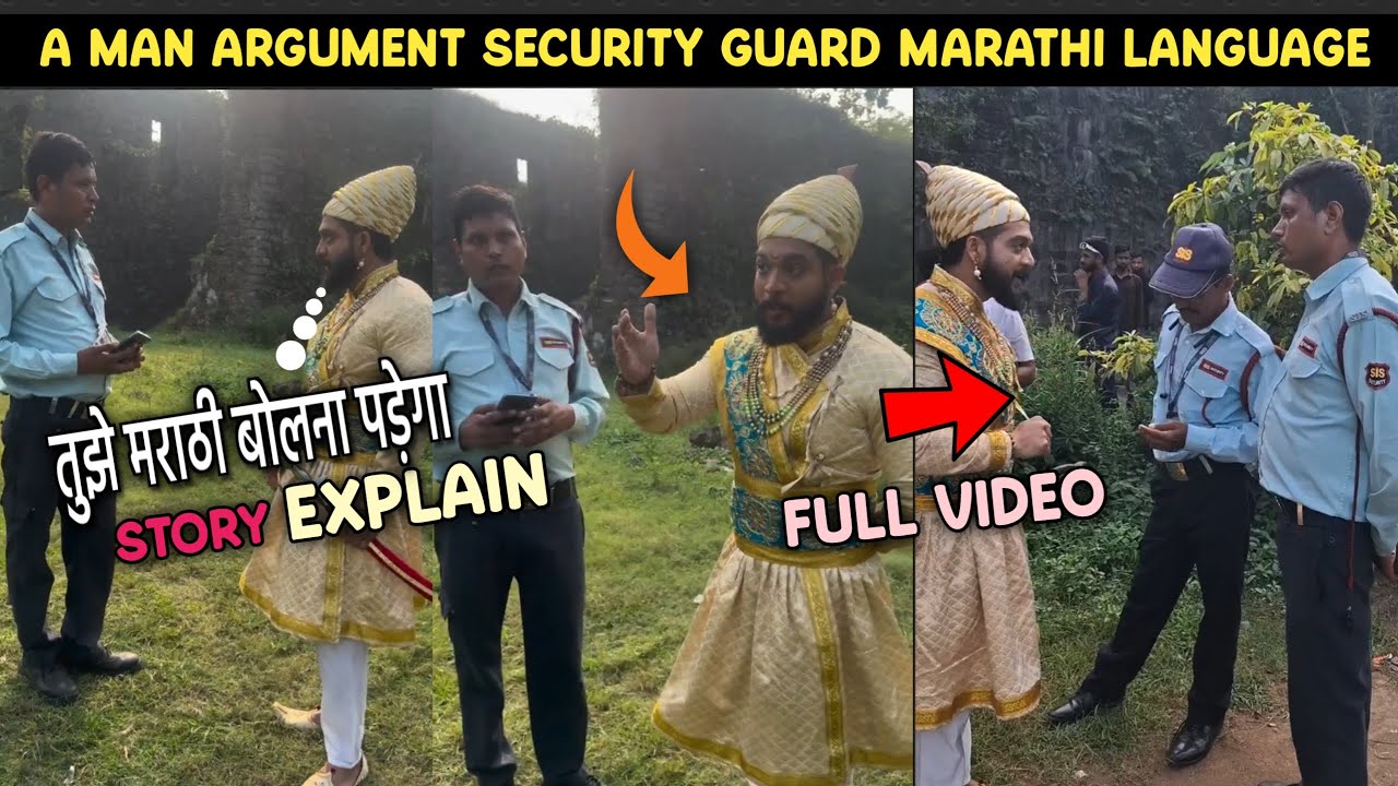 A man dressed Chhatrapati Shivaji Maharaj And argument security guard ...
