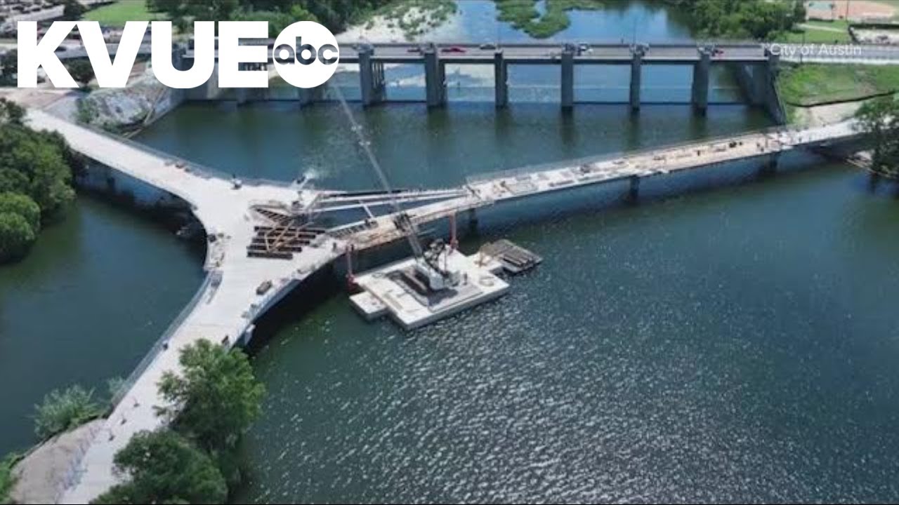 Construction on 'Wishbone' bridge at Longhorn Dam continues - YouTube