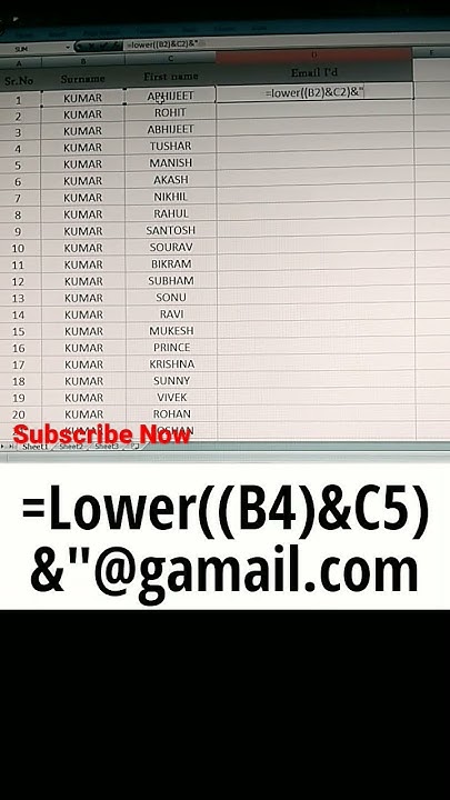 Create Email Address In Excel, Formula #shorts#video #excel #basic #computer #youtubeshorts ...