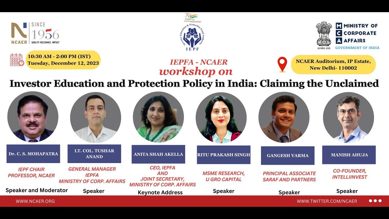 IEPFA NCAER: "Investor Education and Protection Policy in India ...