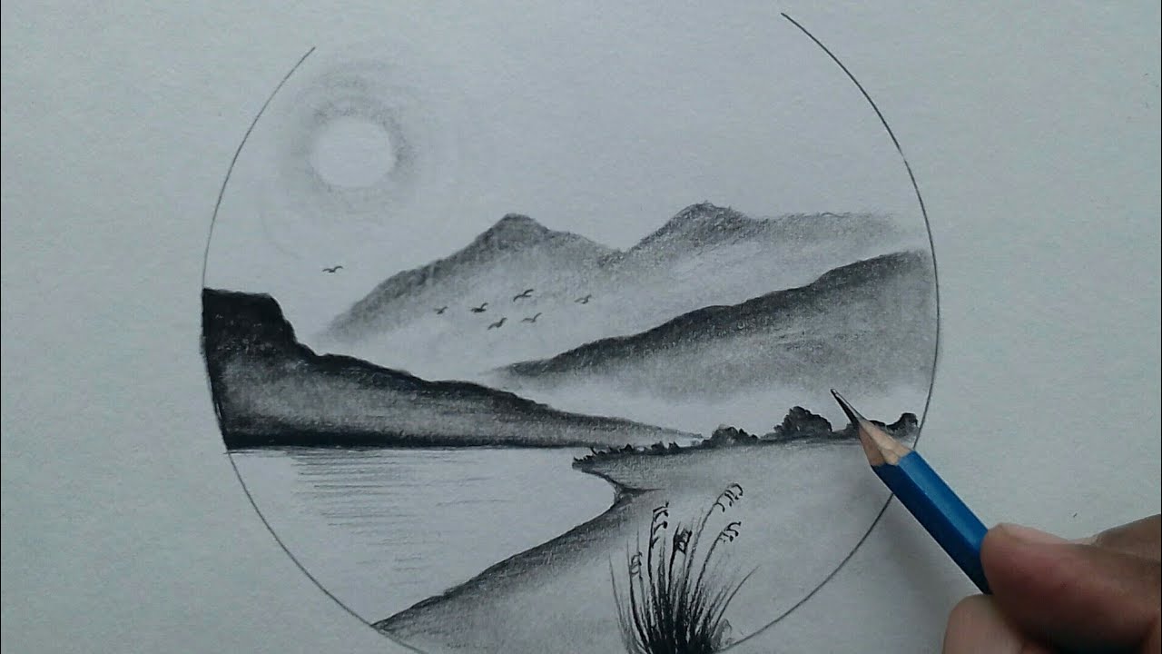 Easy scenery drawing for beginners practice step by step / pencil art ...