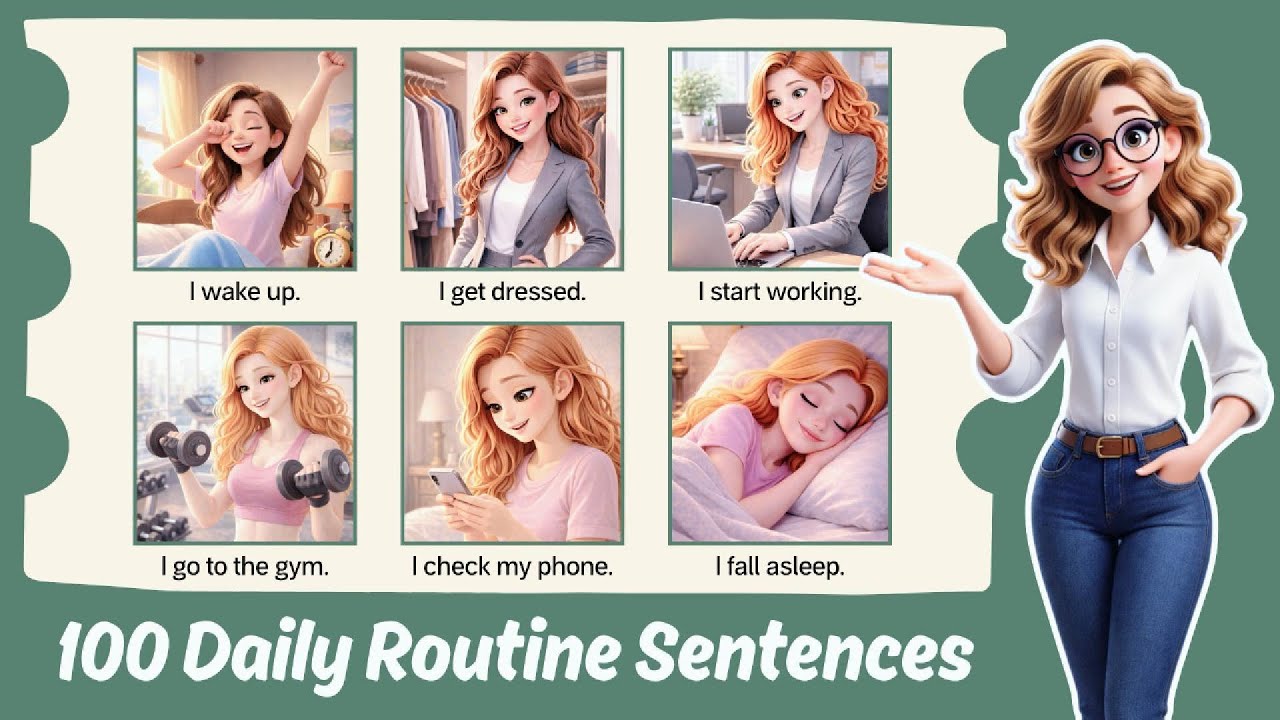 100 Daily Routine Sentences | Easy English for Everyday Life - YouTube