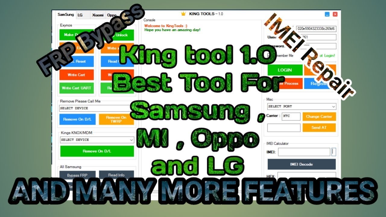 King Tools V1.0 Best tool For Samsung Oppo MI and LG 100% Working - YouTube